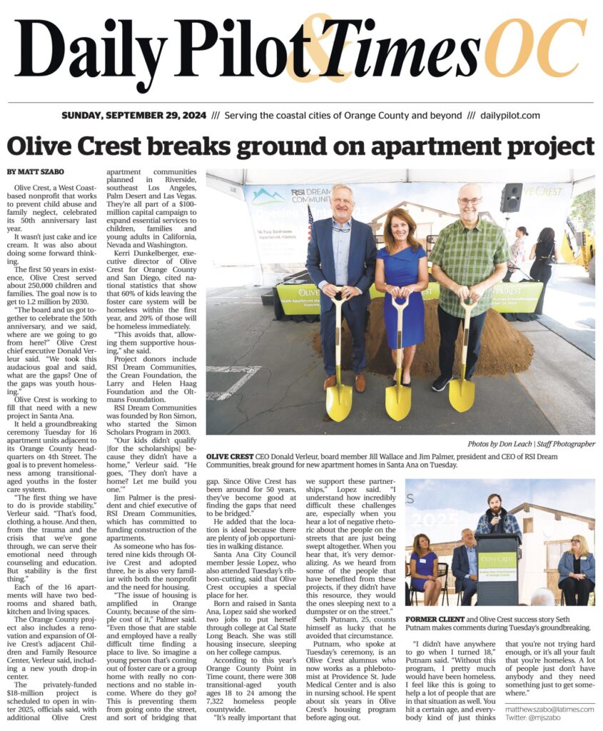 Olive Crest breaks ground on apartment project – Daily Pilot & Times OC ...